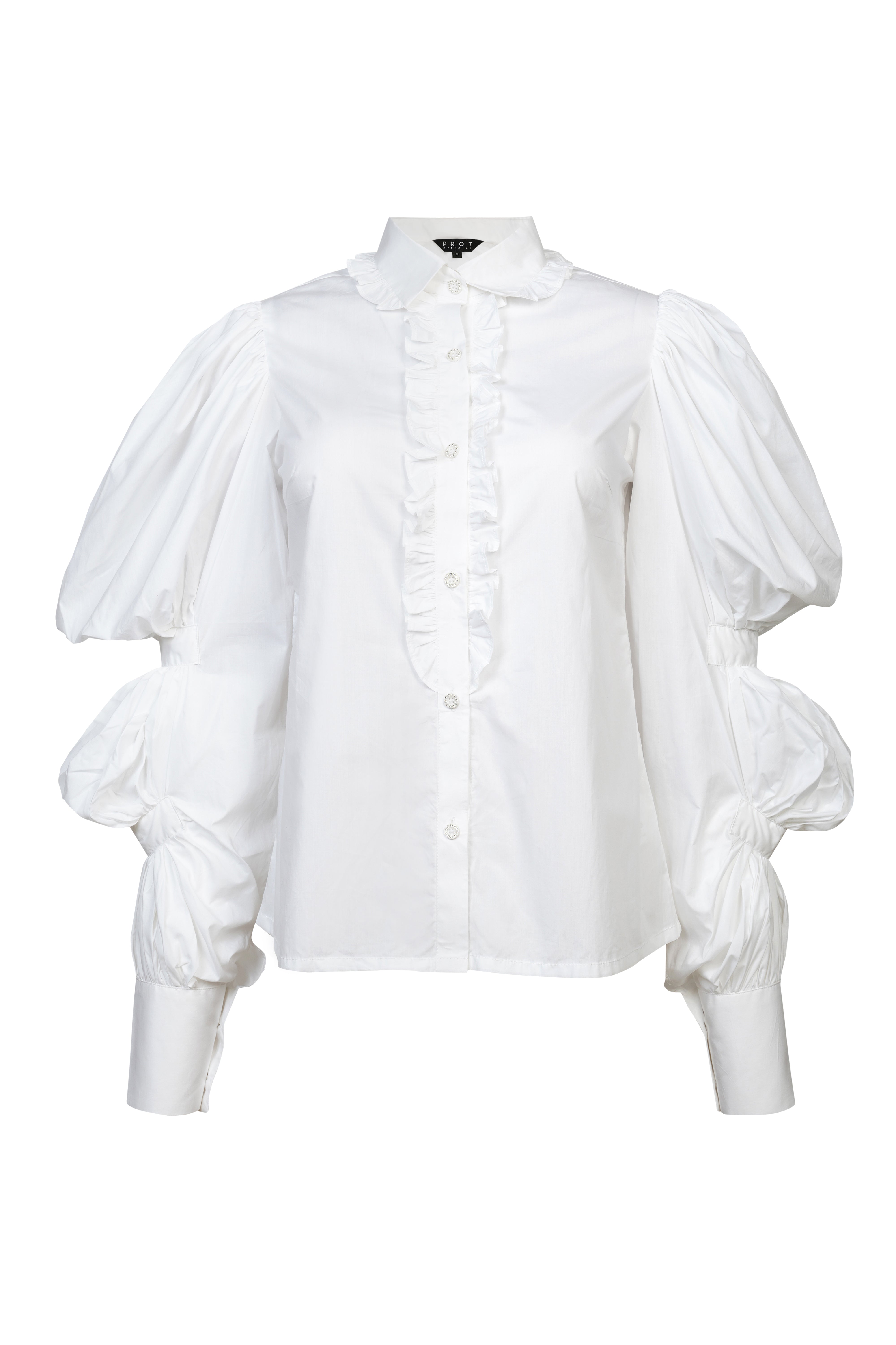 Buy Gathered White Puff Sleeve Shirt for Women Online |Puff Shirts – PROT