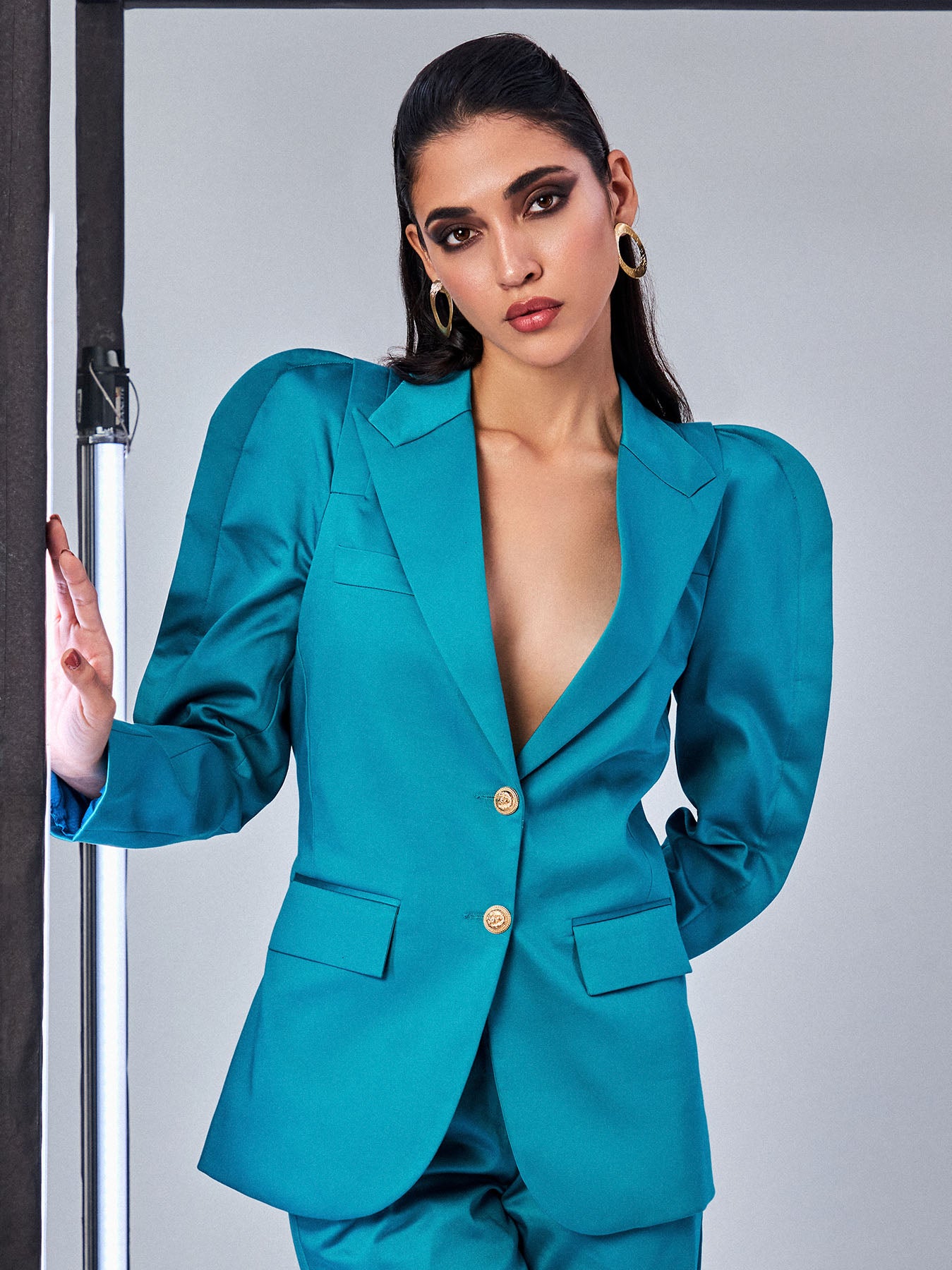 Buy Aqua Blue Blazer Womens | Pleated Sleeve Blazer Prot Official – PROT